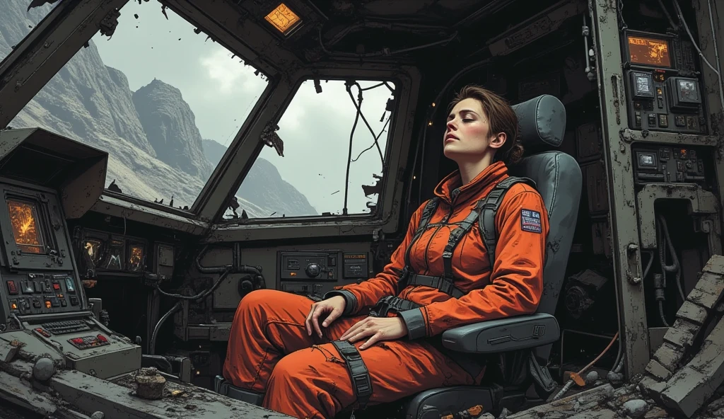 "Alone in the Wreckage" Description: Depict the former space pirate ...