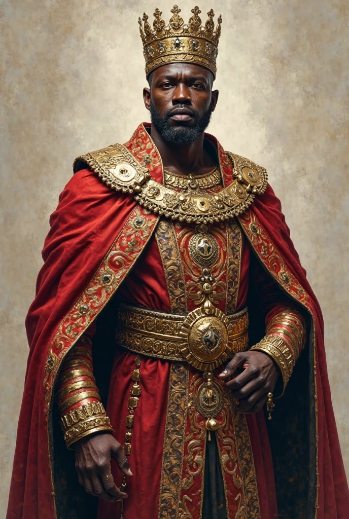 A picture of a strong black man wearing the dress of a king wearing a ...