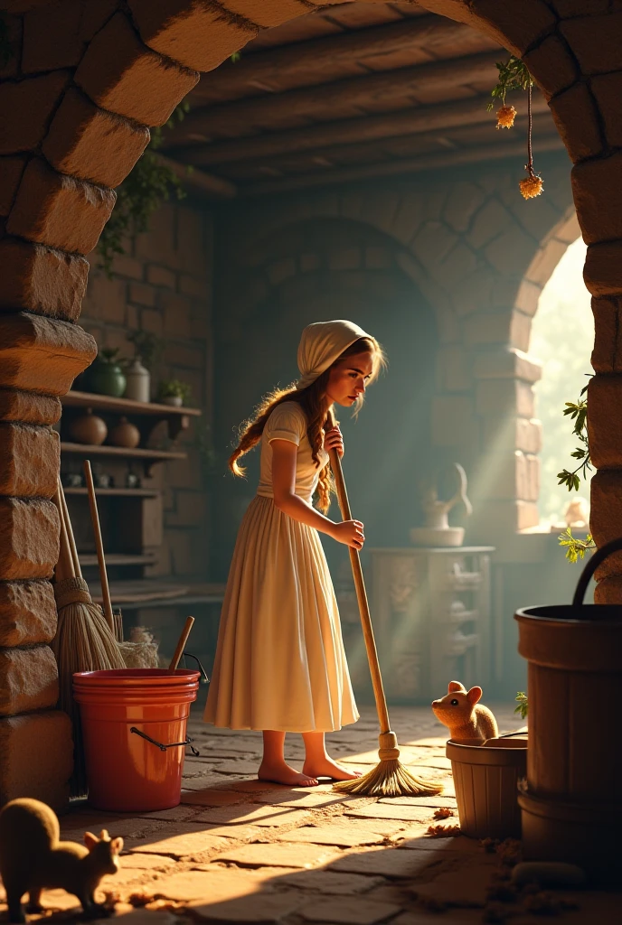 Cinderella princess cleaning - SeaArt AI