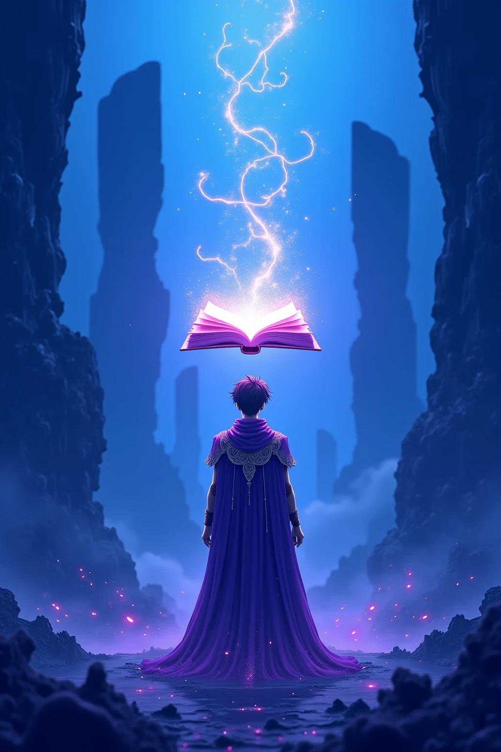 High quality,Exquisite 3D Rendering,Floating Magic Book,Purple magic ...