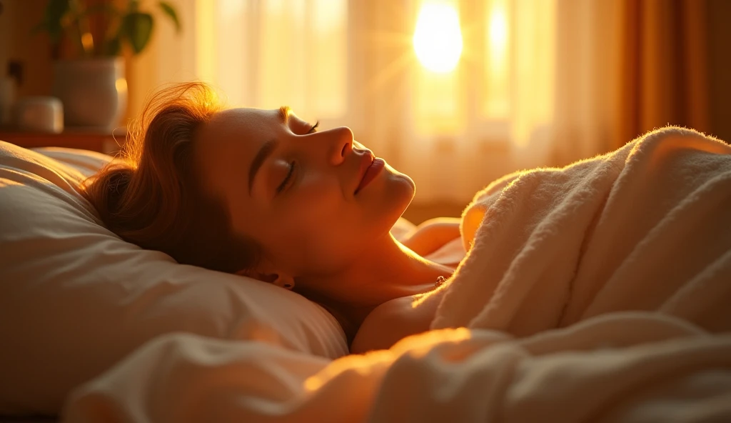 A Person Waking Up In Bed Bathed In Warm Golden Sunlight Streaming