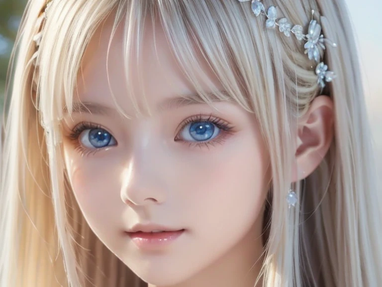 Portrait、 very pretty blonde woman、, Young, radiant, white, and shiny ...