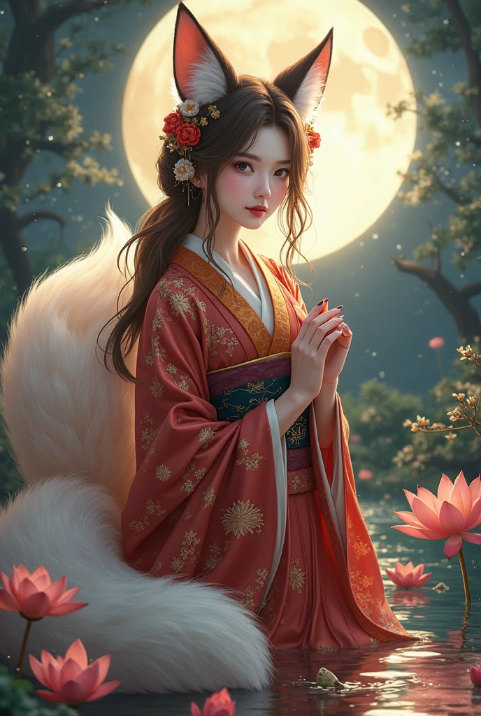 A very beautiful kumiho (nine-tailed fox from Japanese mythology ...