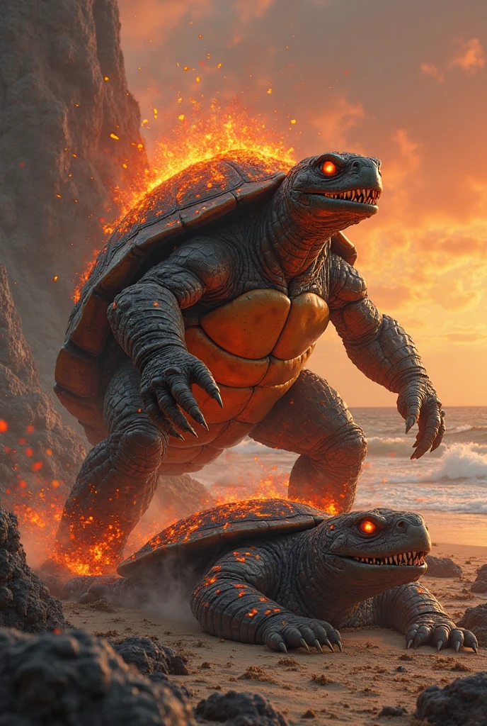 > Battle scene won: A volcanic turtle inspired by Torkoal stands ...