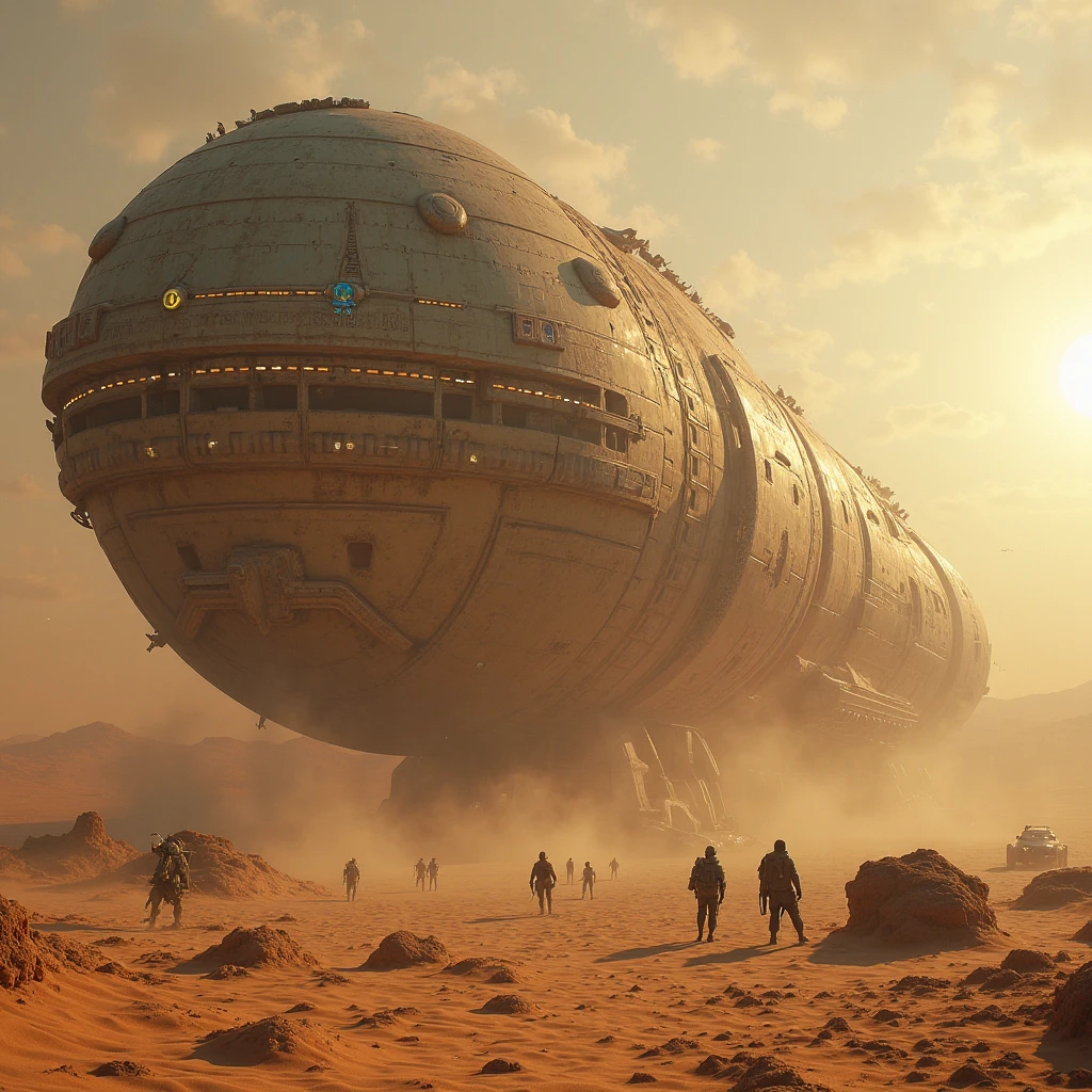 A colossal, ancient spaceship has crash-landed in the middle of a vast ...