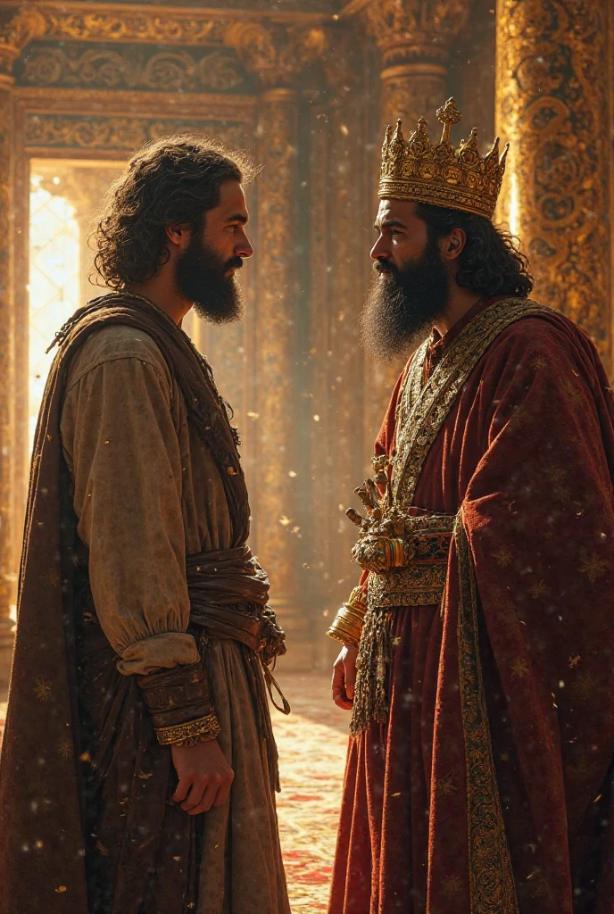 The prophet Elijah dressed only in animal skins, Face to face with King ...