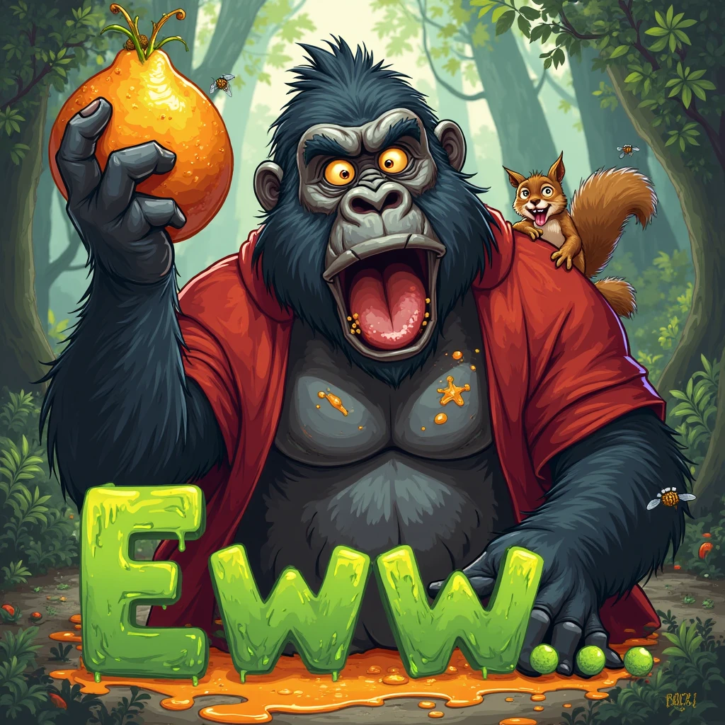 6. "Eww…." Illustrate the gorilla holding up a squashed, gooey fruit in ...