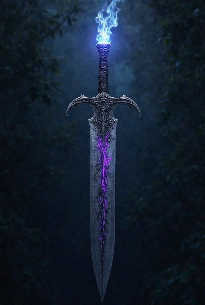 A dark shadow-like dagger with dark blue fire on the tip and dark ...