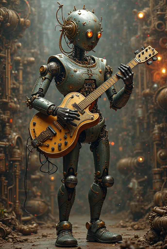 Steampunk robot musician - SeaArt AI