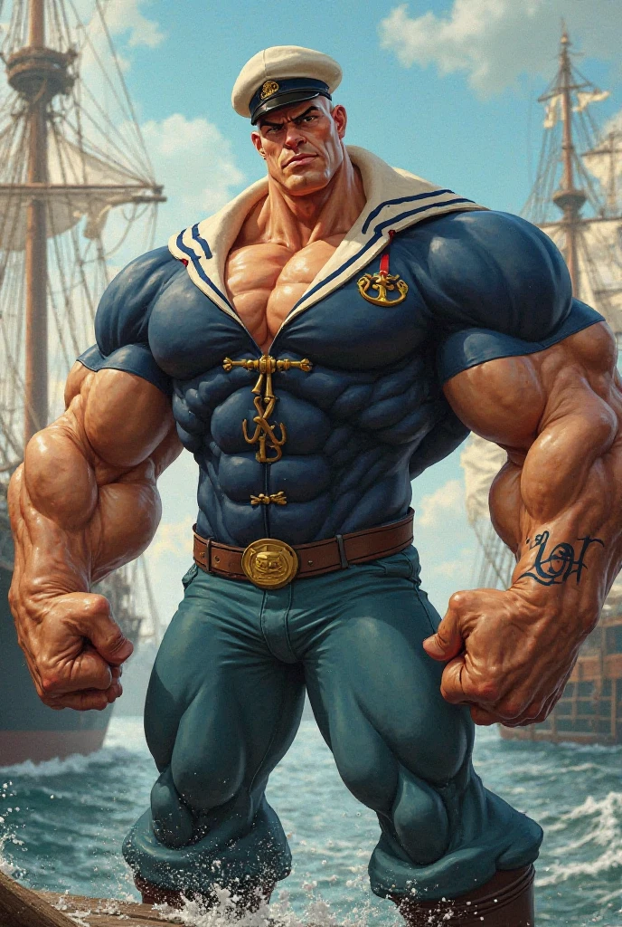 Popeye the bodybuilder sailor - SeaArt AI