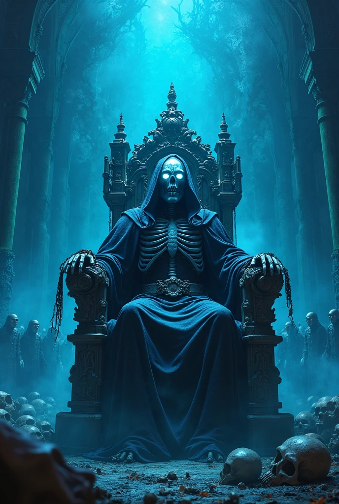 Menacing, throne, big aura, legion aqw, blue underworld, skulls - SeaArt AI
