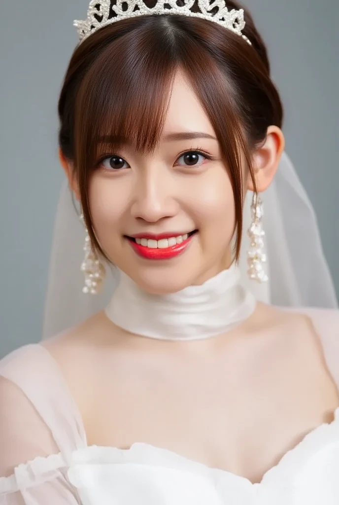 Looking cute as a bride, white bridal dress, bridal gown, tiara - SeaArt AI