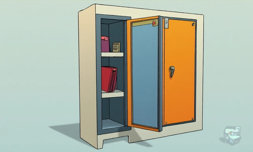 School locker, add vibrant colors, 2d cartoon style, front view - SeaArt AI