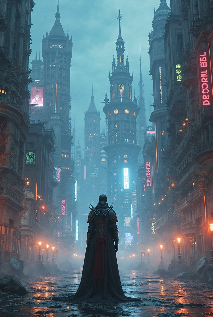 Combine medieval photos and cyberpunk photos into one - SeaArt AI