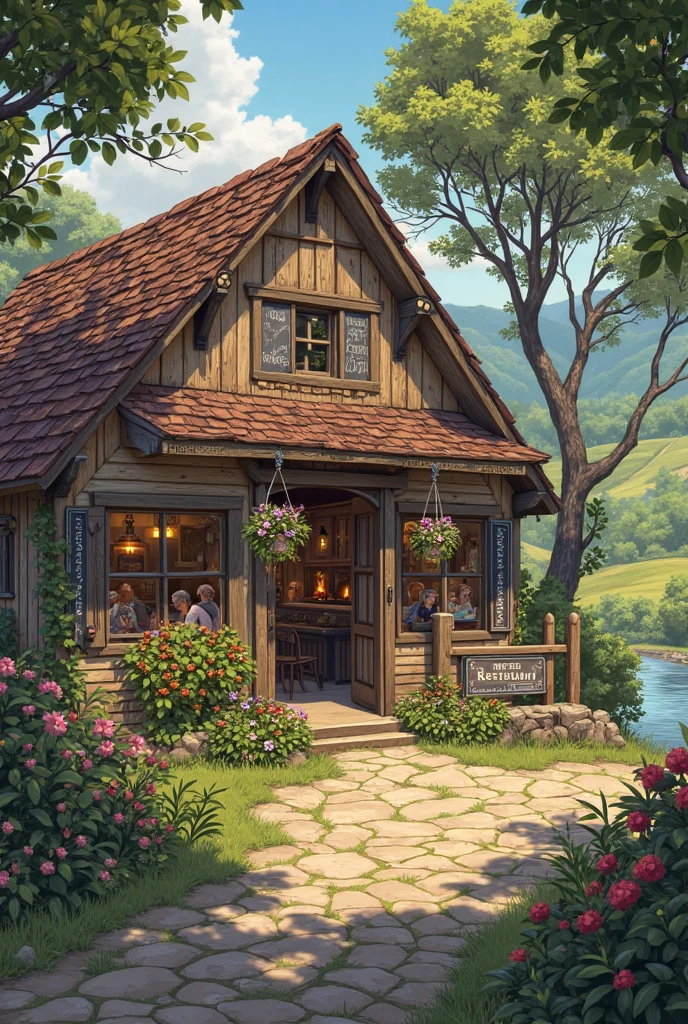 A side road restaurant - SeaArt AI