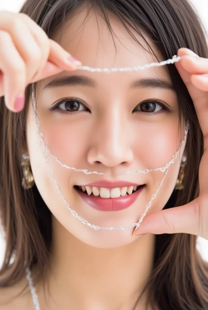 She's naked, I have my male genitals sandwiched between my chest ...