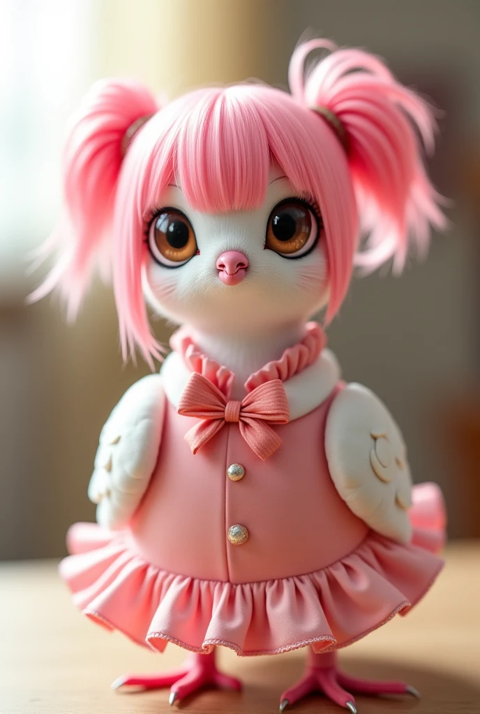 Pigeon in a cosplay of Natsuki from DDLC - SeaArt AI