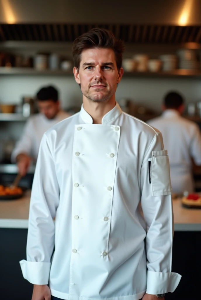 A young man 20-year-old, blue eyes, black hair "Executive chef - SeaArt AI