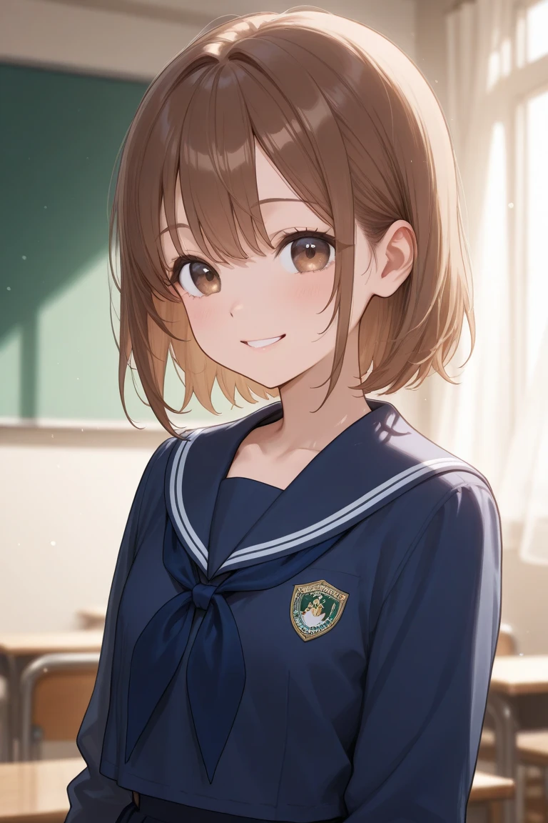 Young girl、uniform、Bright brown-haired gal、High quality backgrounds ...