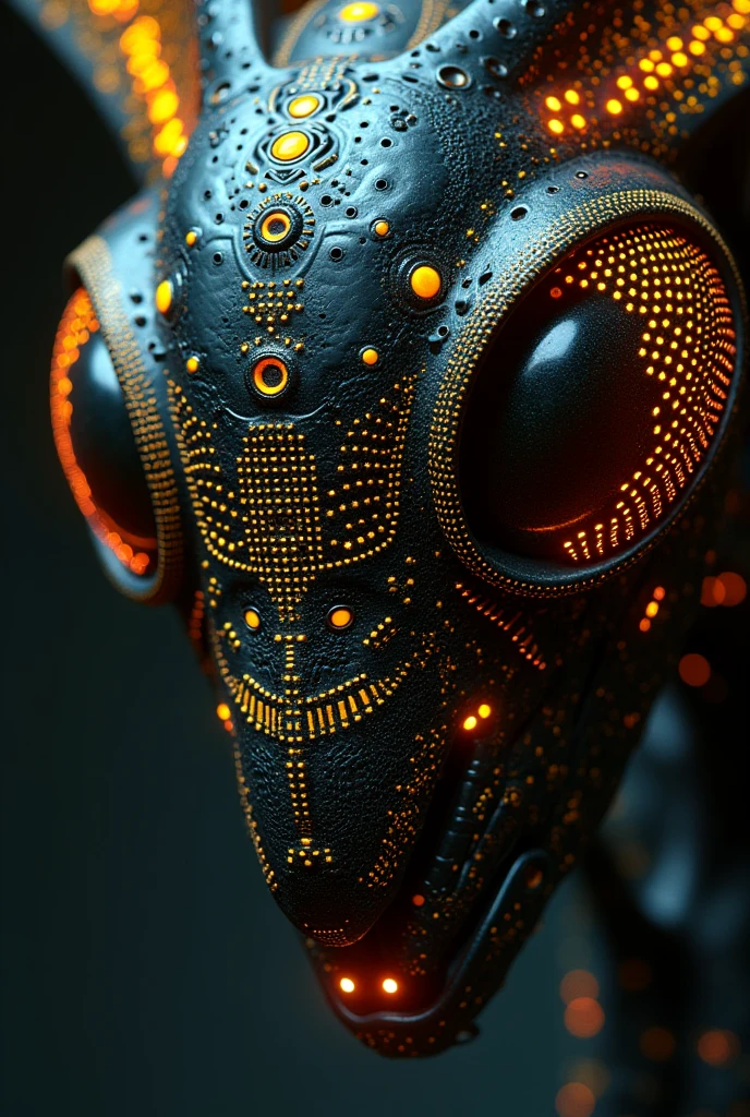 In a mesmerizing digital art piece, a monstrous alien face, inspired by ...