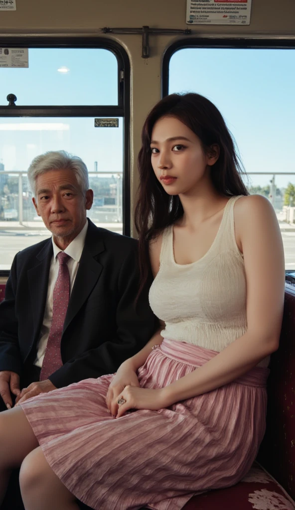 NSFW, (beautiful top less asian slightly chubby woman sitting on an old ...