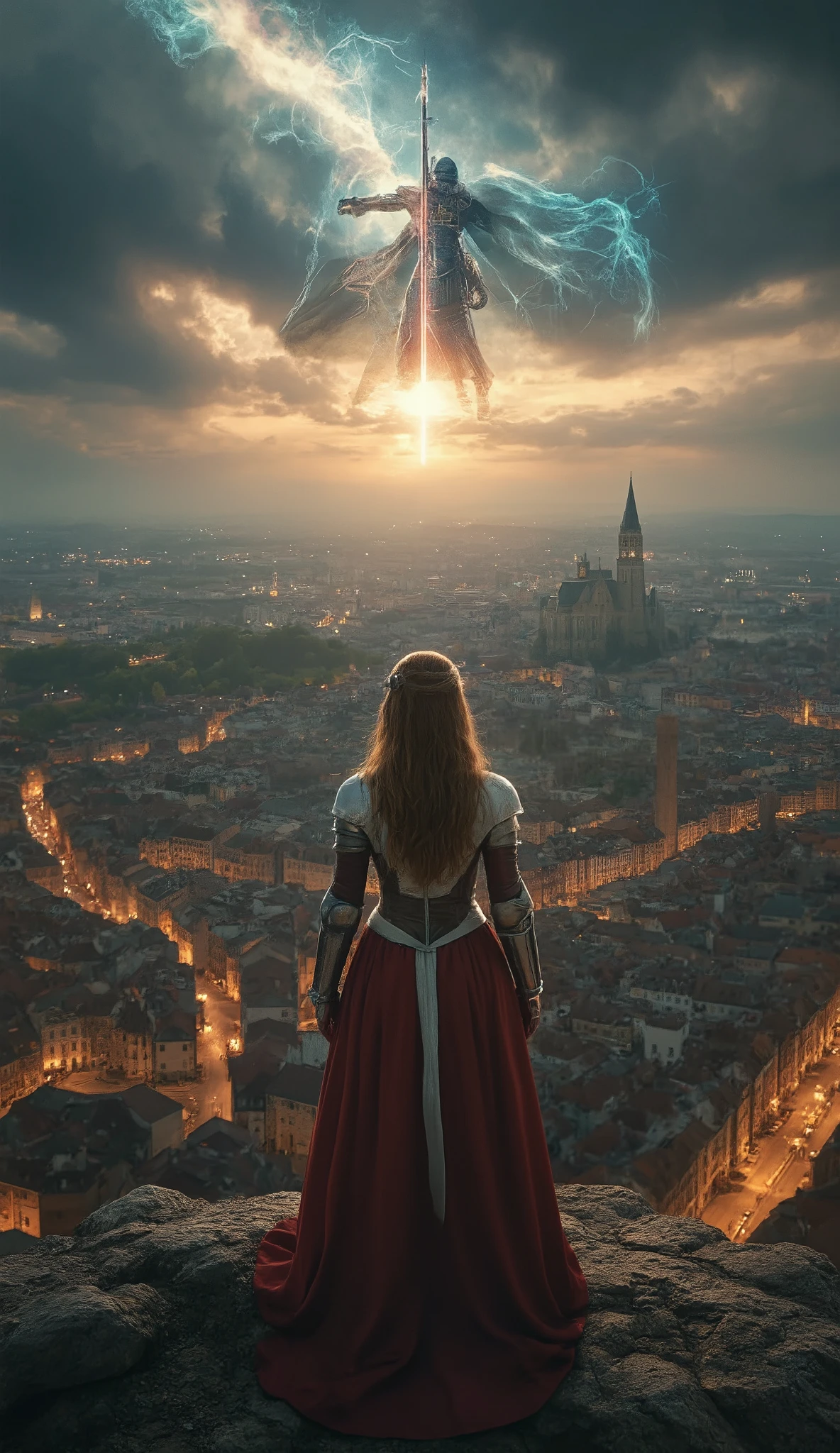 The white knight confronting the devil.