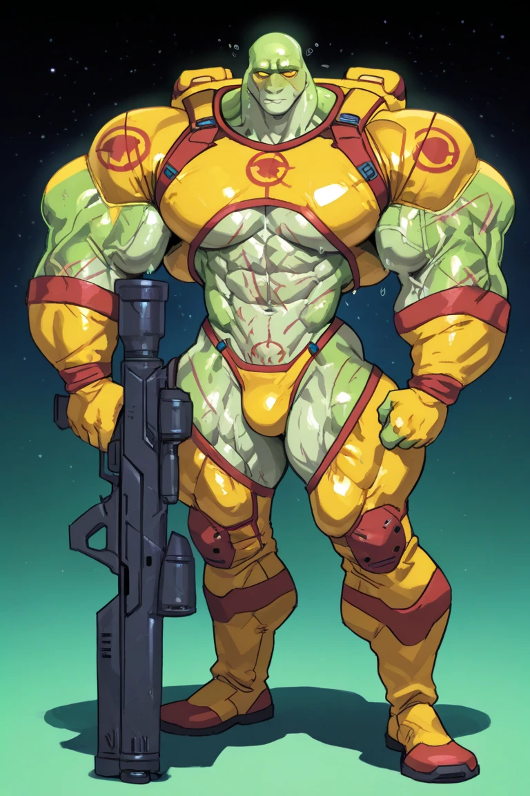 Space alien muscular male warrior Martian, green skin, gigantic ...