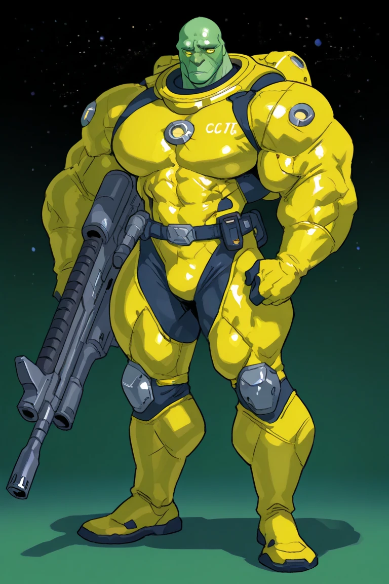 Space alien muscular male warrior Martian, green skin, gigantic ...