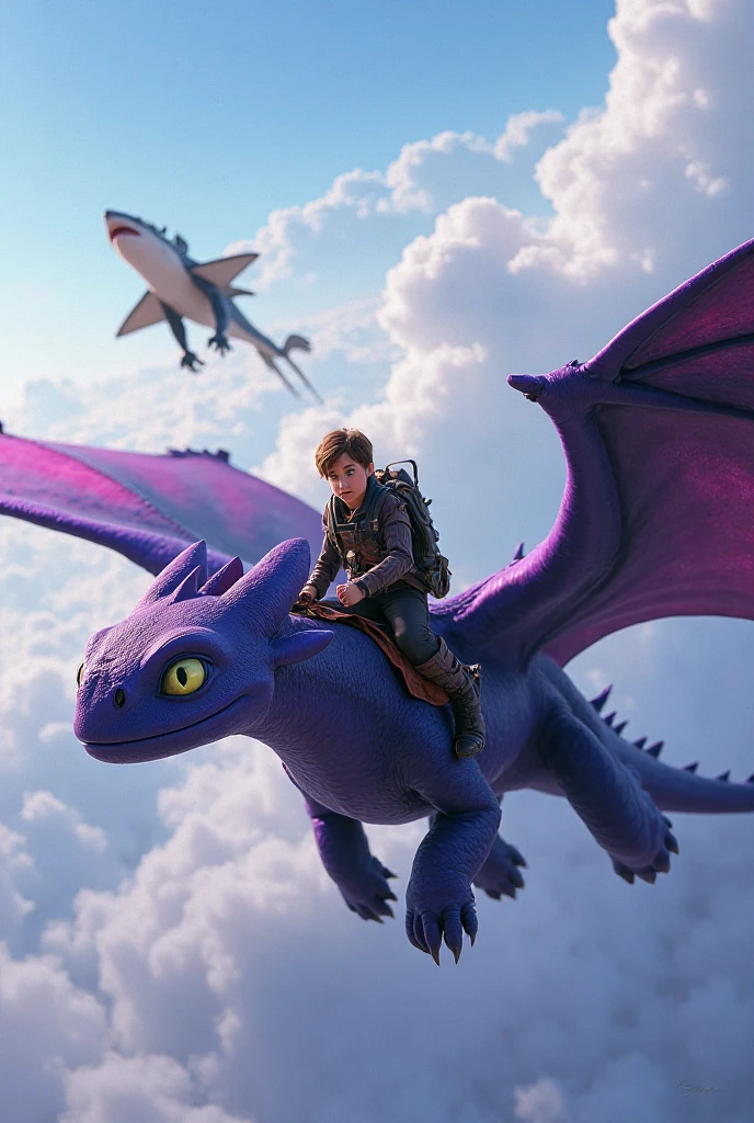 Toothless from How to train your dragon, except he is completely purple ...