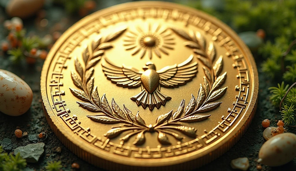 Gold coin obverse, gold coin reverse, gold coin with logo symbolizing ...