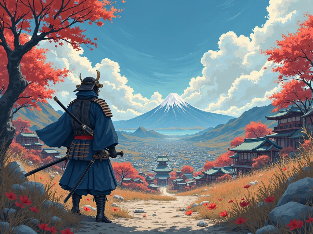 A anime style Samurai with a sword fighting with the enemy, going to ...