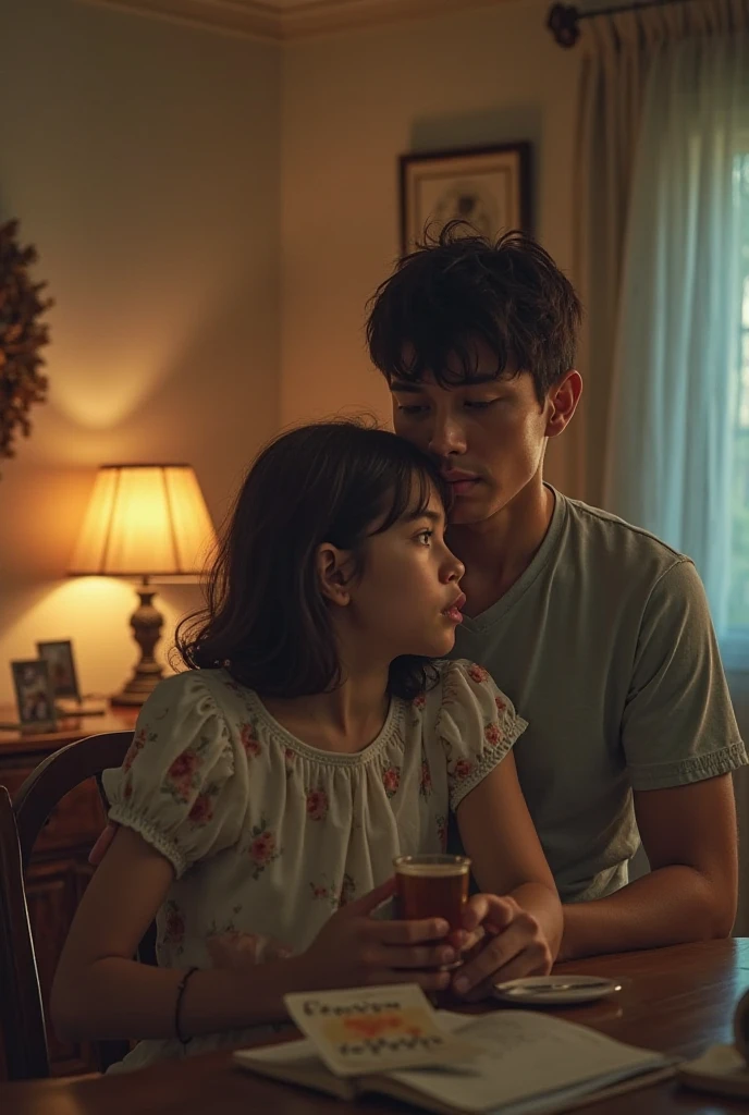 I want you to represent the hypocrisy of a character who is comforting ...