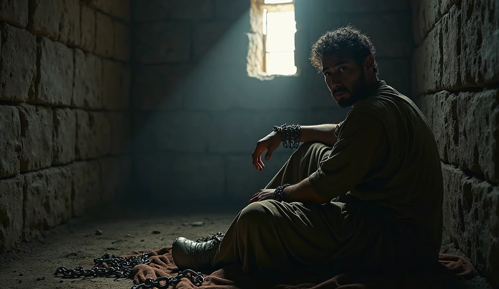 An ultra-realistic scene with cinematic lighting, depicting Joseph in ...