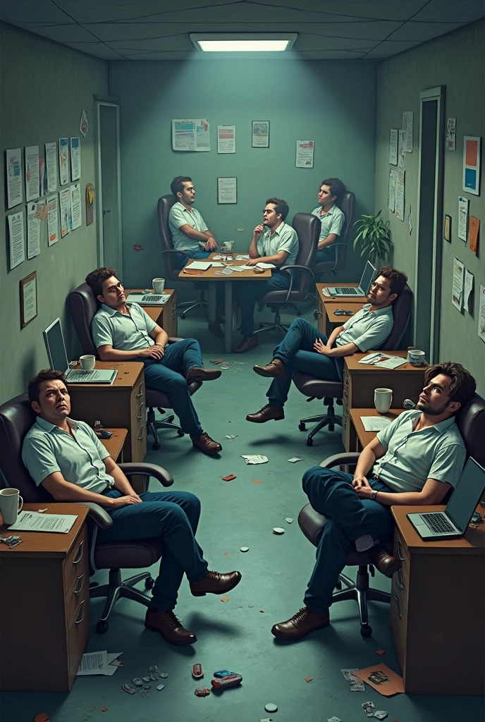 Create a demotivated team at work - SeaArt AI