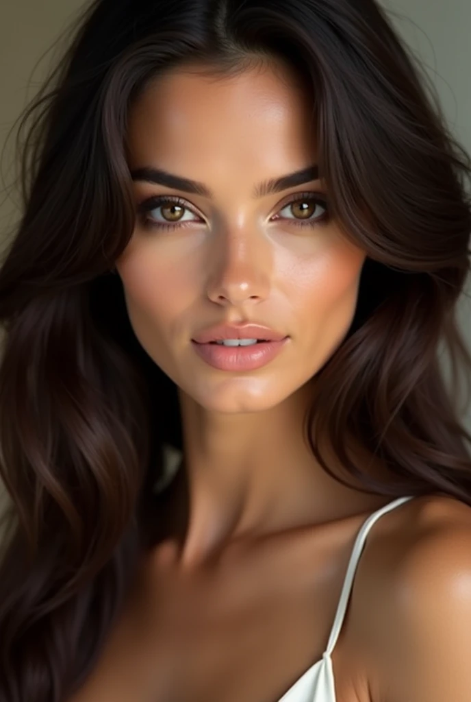 Create an image of an internationally renowned model, acclaimed for her ...