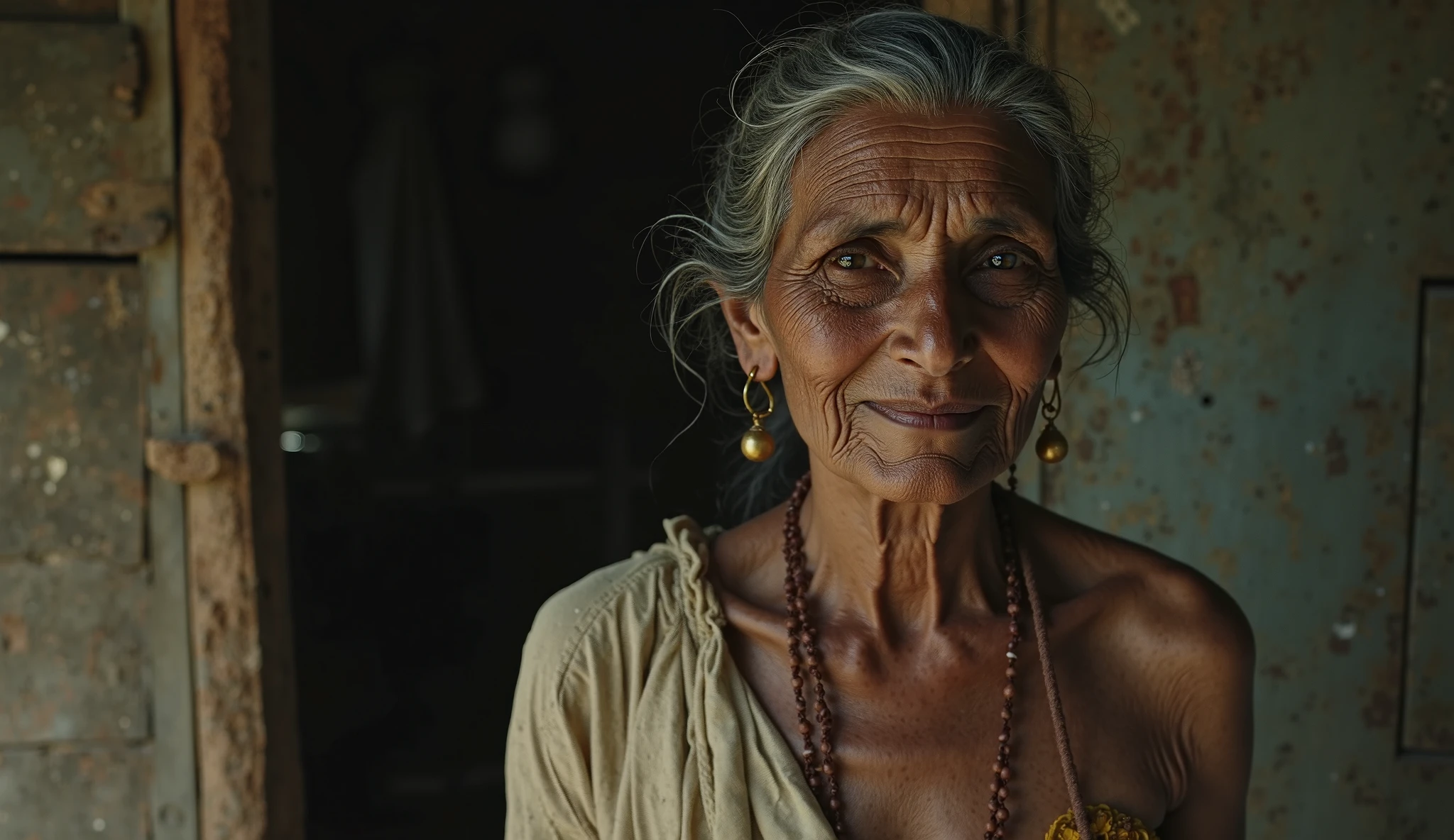 There is a woman that is standing in front of a door - SeaArt AI