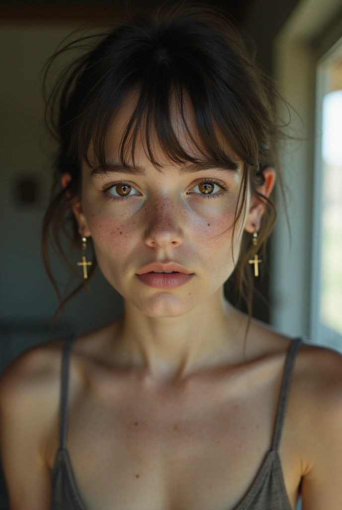 18-year-old woman , pale skin, tired eyes, with dark circles - SeaArt AI