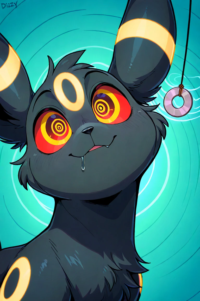 Umbreon, face closeup, hypnotized eyes, hypnosis effect, hypnotized ...