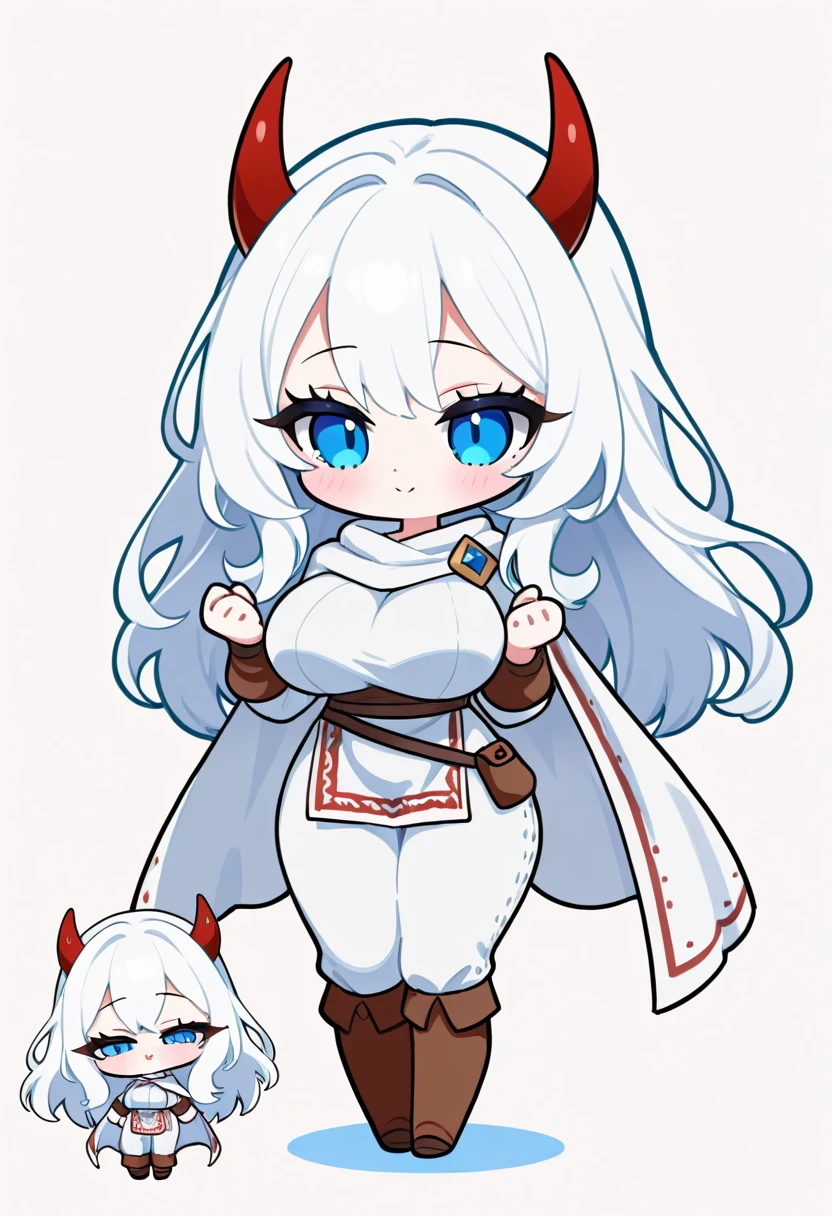 ((1 girl)) ((chibi)) , A beautiful Chibi woman with white hair - SeaArt AI