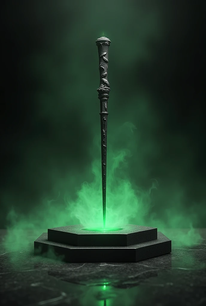 Create a thin black and white Harry Potter wand, with detail of crows ...