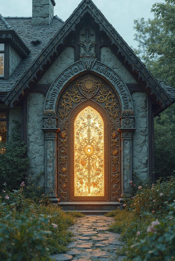 A picture of a magic gate on the wall of a house without people - SeaArt AI