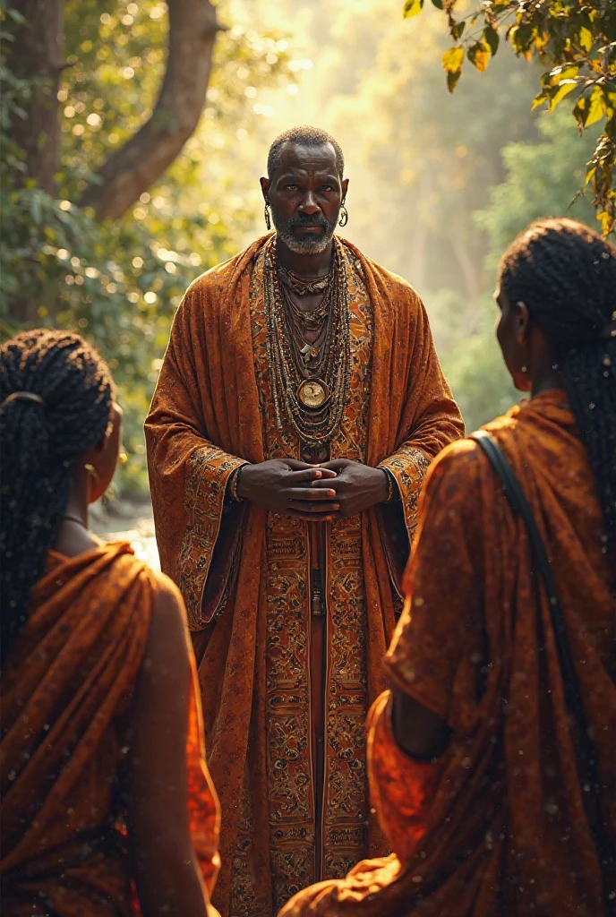 A black African profet teaching African ren who are next their ...