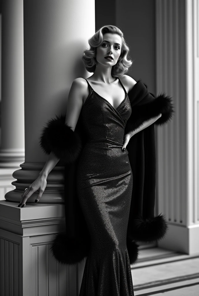 A black-and-white portrait of a glamorous 1930s Hollywood starlet ...
