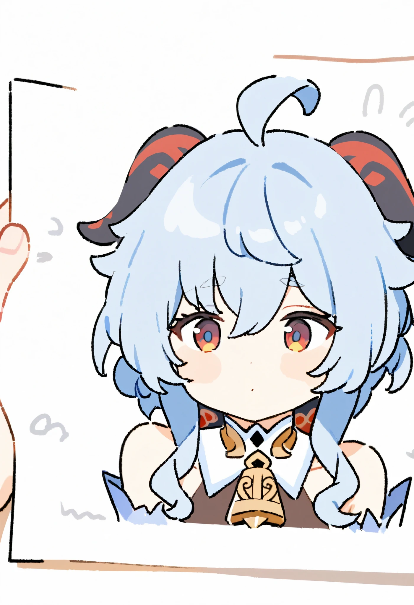 Anime character with blue hair and a brown tie holding a piece of paper ...