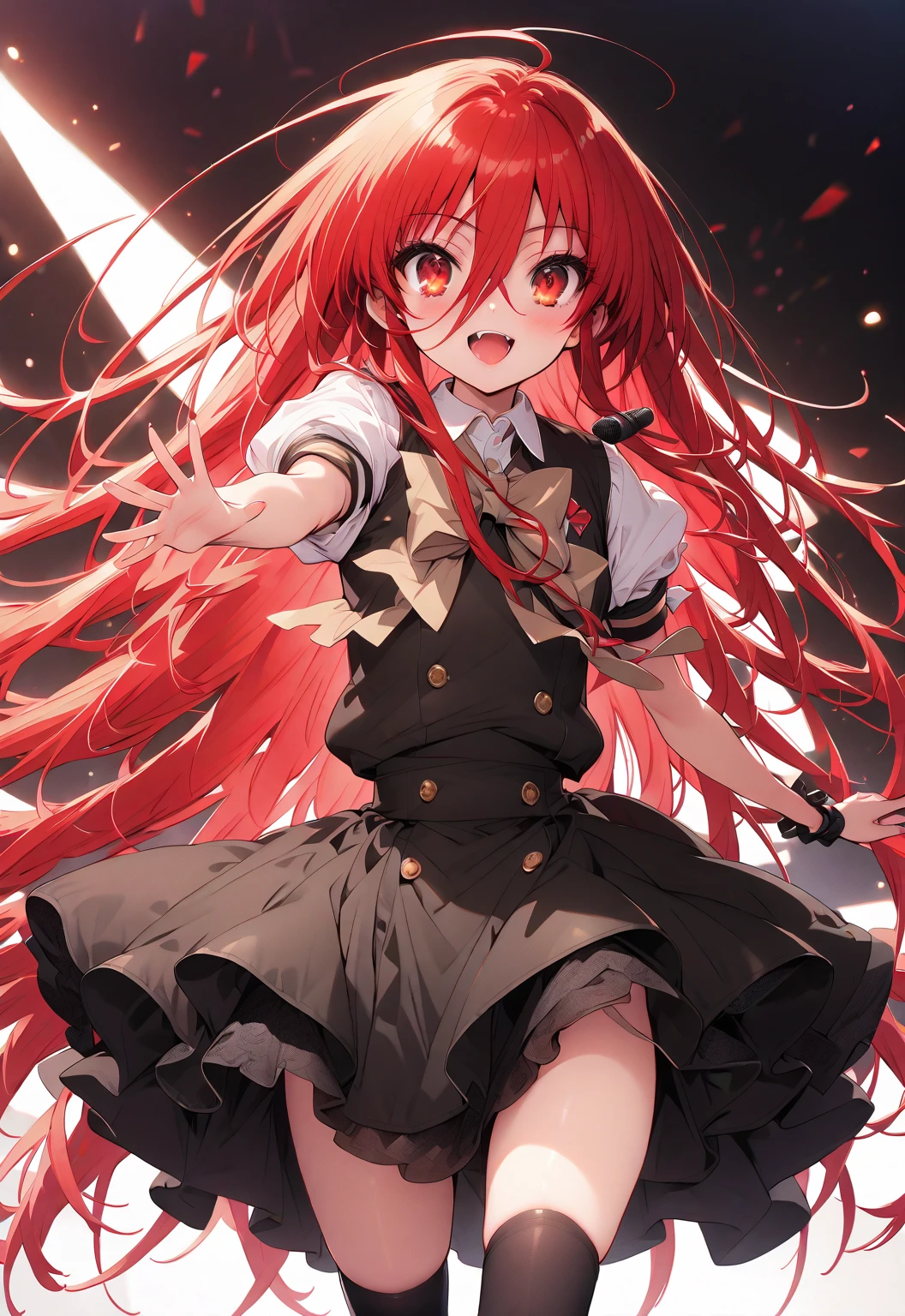 Shana , very long hair, red hair, Red Eyes, stupid hair, small - SeaArt AI