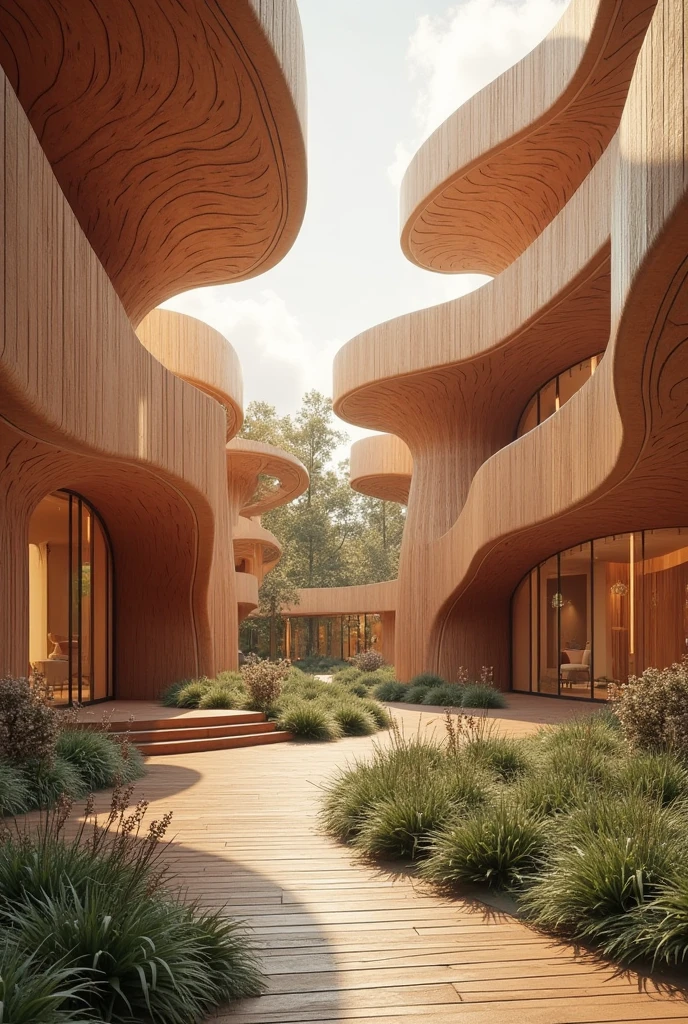 Create a video that combines parametric organic architecture with wood ...
