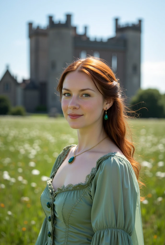 A perfect photo of a very young cute irish woman with light auburn hair ...