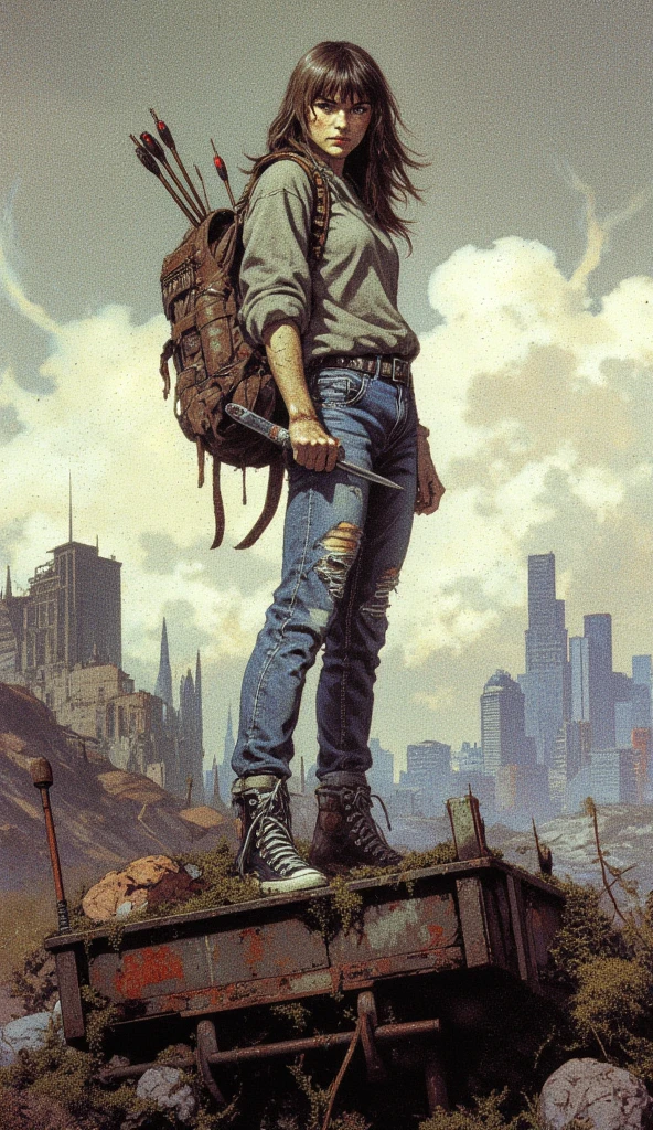 Realistic post-apocalyptic illustration, in 4K quality, using a vintage ...