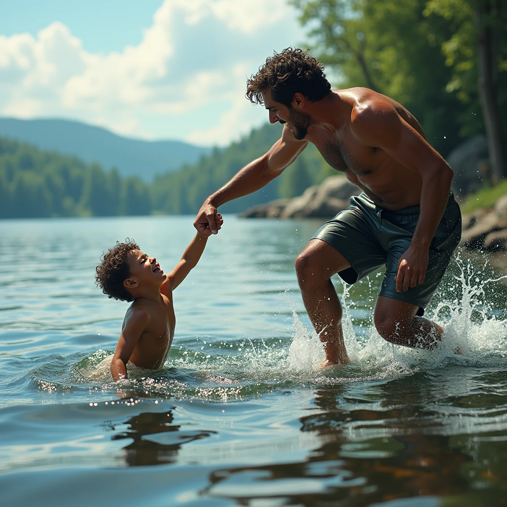 A took an adult's hand to save a boy who was drowning in the lake ...