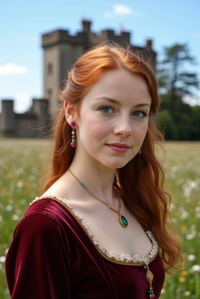 A perfect photo of a very young cute irish woman with light auburn hair ...
